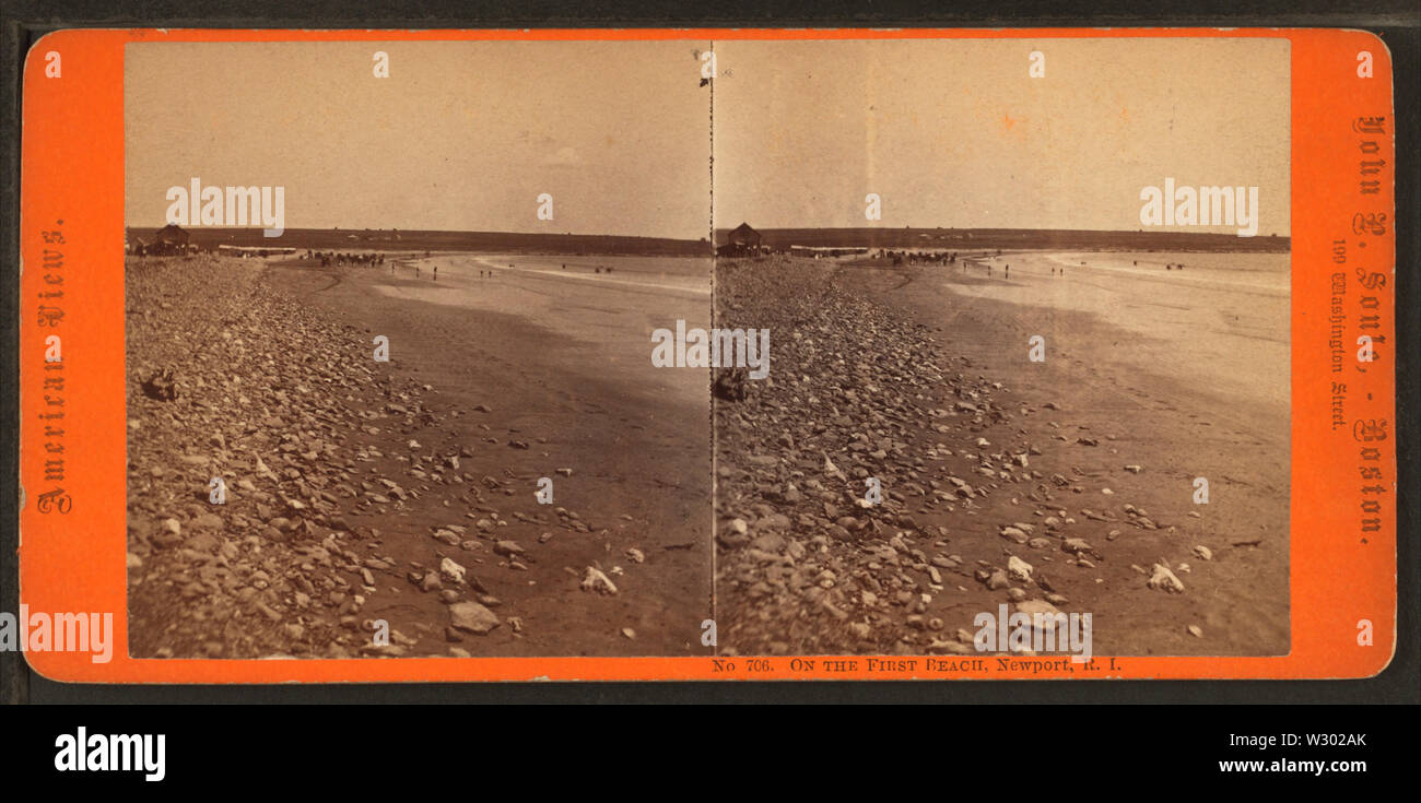 On the First Beach, Newport, RI, by Soule, John P, 1827-1904 Stock ...