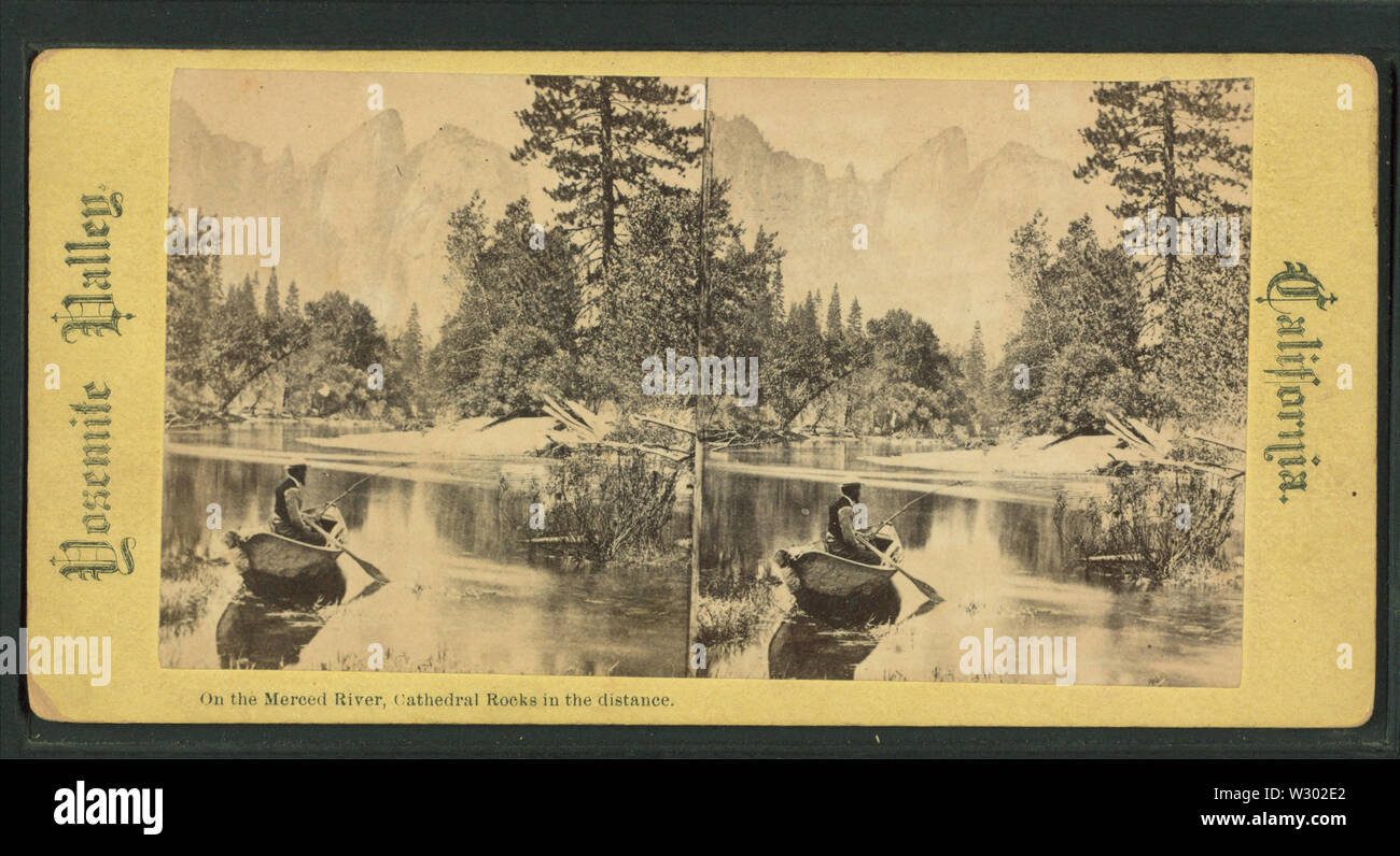 On the Merced River, Cathedral Rocks in the distance, from Robert N ...