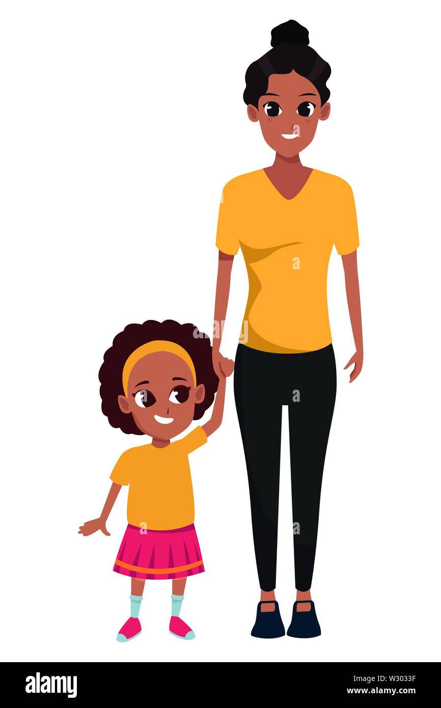 Single mother with children cartoon Stock Vector Image & Art - Alamy