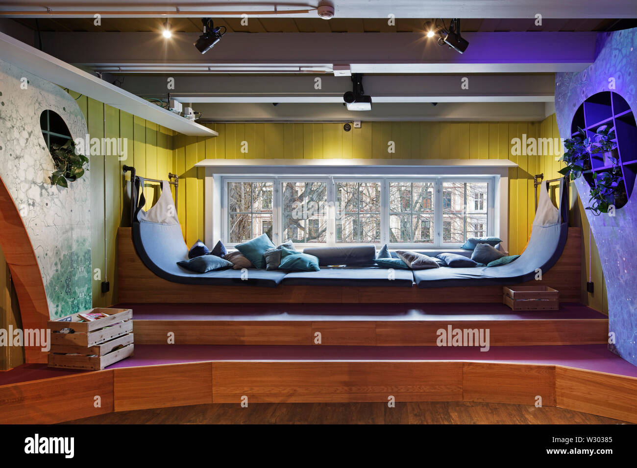 Window seat in children's library. Deichman Library Grunerlokka, Oslo ...
