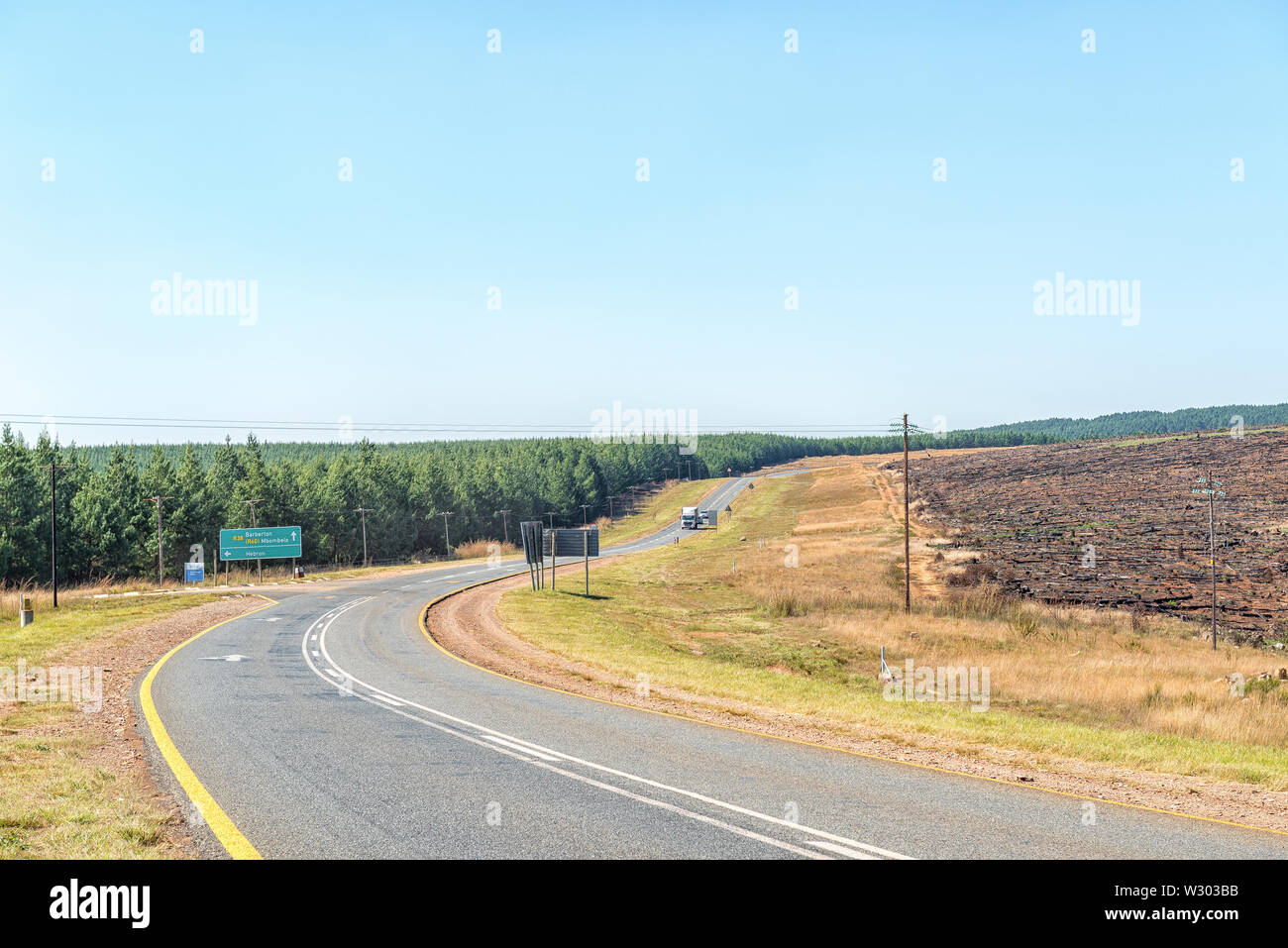 CAROLINA, SOUTH AFRICA - MAY 2, 2019: Road landscape next to road R38 ...