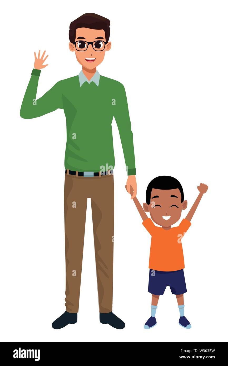Single father with little son cartoon Stock Vector Image & Art - Alamy