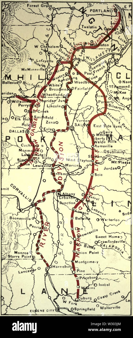 Oregon rail map 1919 Stock Photo - Alamy