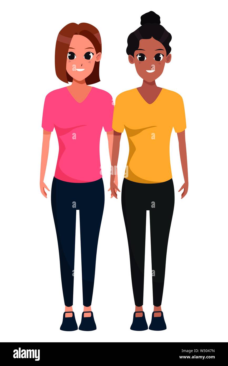 YOUNG women friends smiling cartoon Stock Vector Image & Art - Alamy