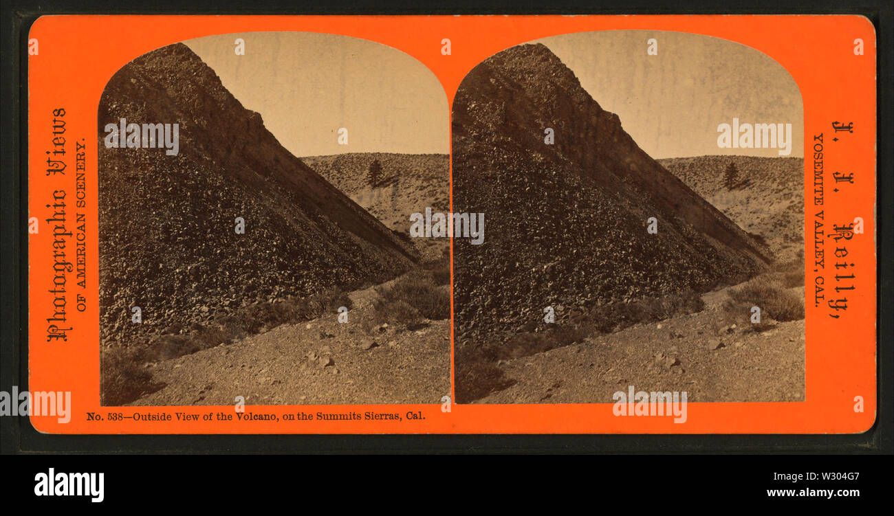Outside view of the Volcano, on the Summit Sierras, Cal, by Reilly ...