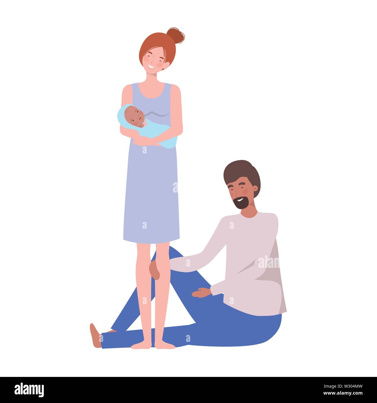 Newborn baby holding parents Stock Vector Images - Alamy