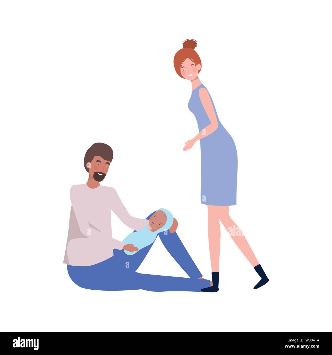 Newborn baby holding parents Stock Vector Images - Alamy