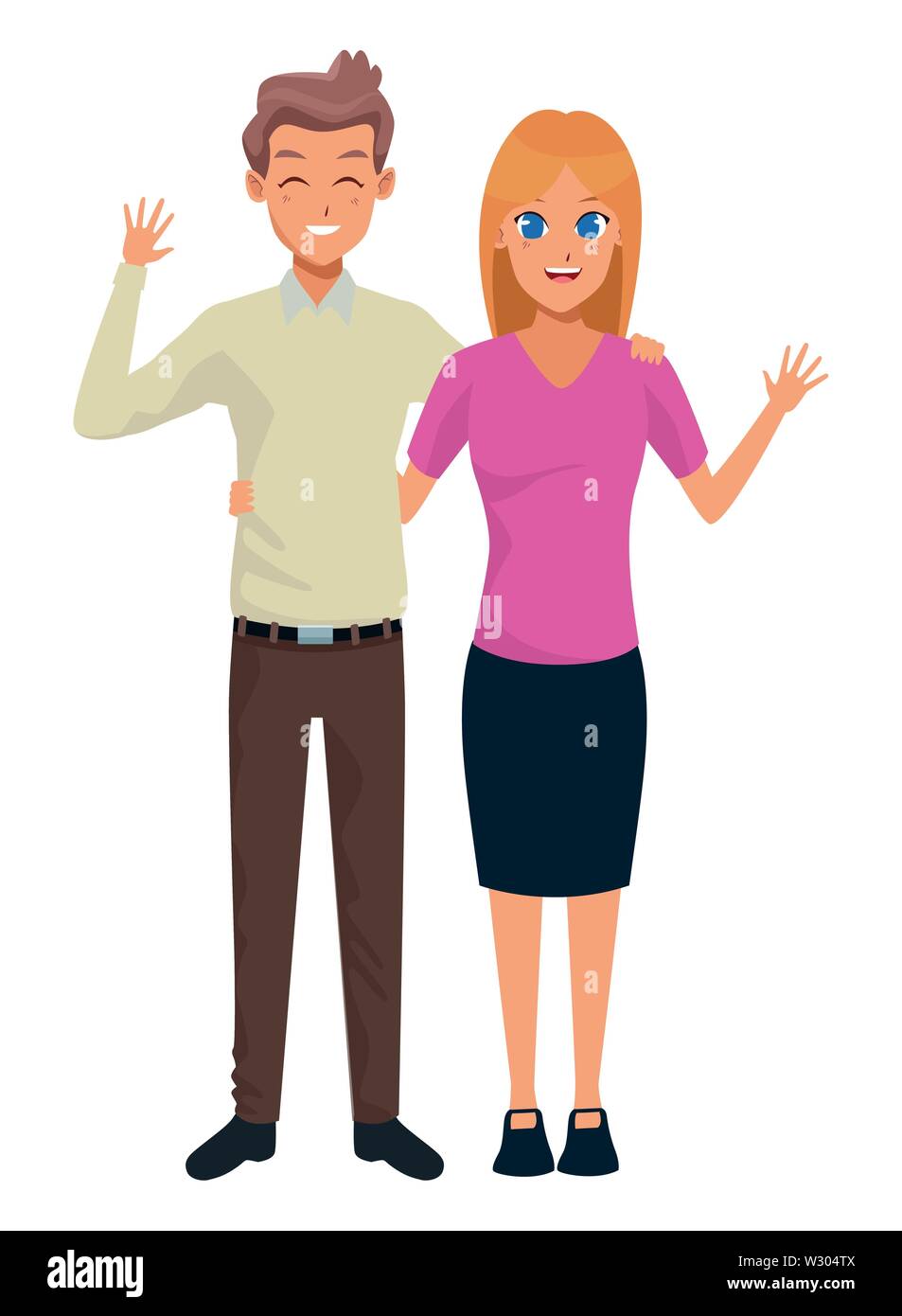 Young Adult Couple Greeting Cartoon Stock Vector Image And Art Alamy