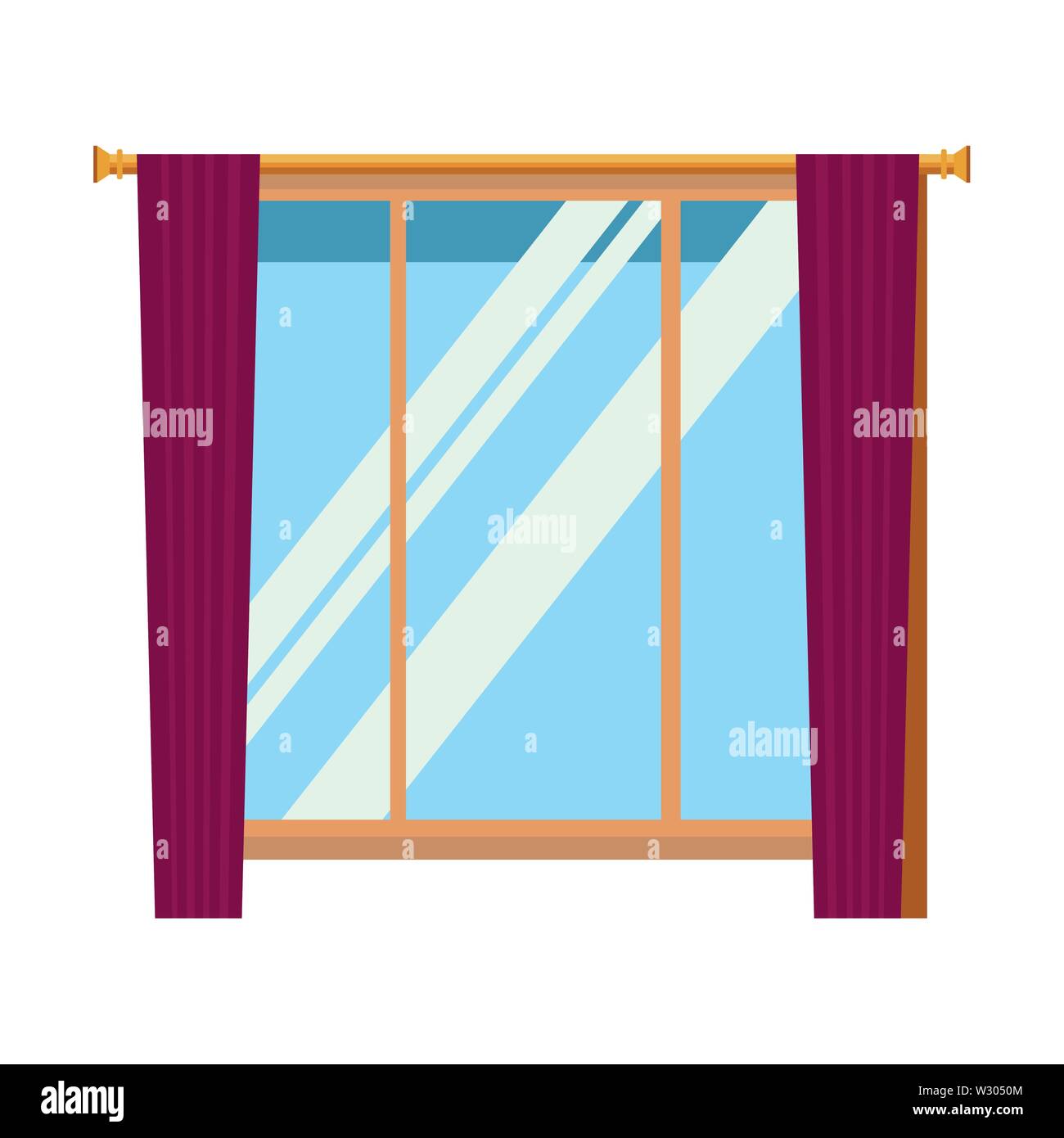 House window with curtains cartoon Stock Vector Image & Art - Alamy