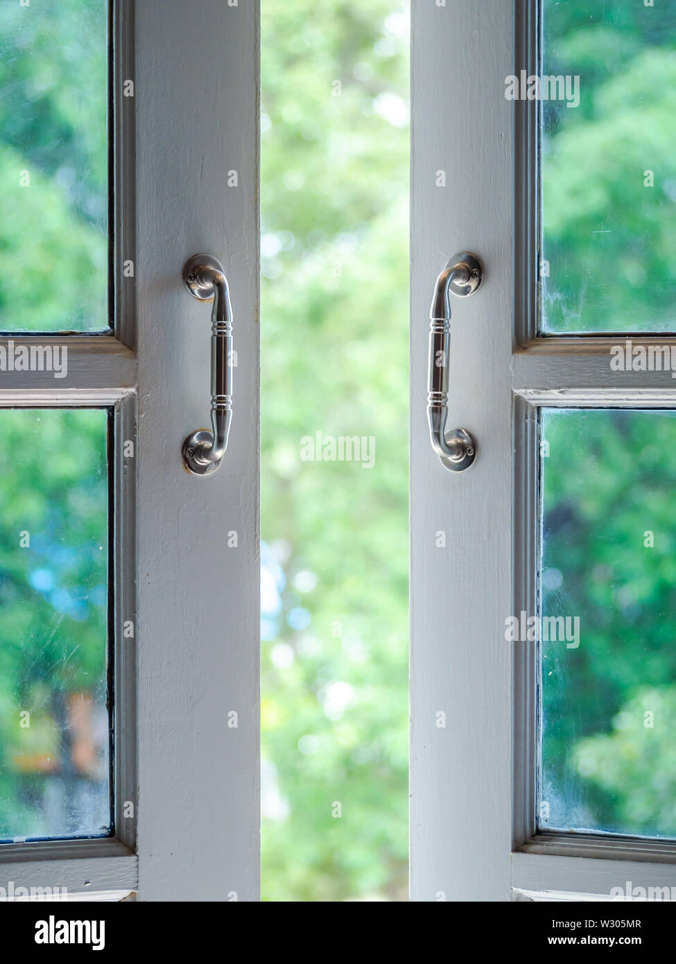 Open windows view through onto beautiful landscape with relax Stock ...