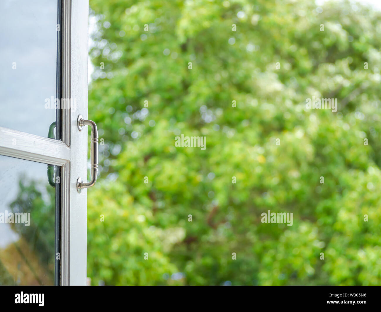 Open windows view through onto beautiful landscape with relax Stock ...