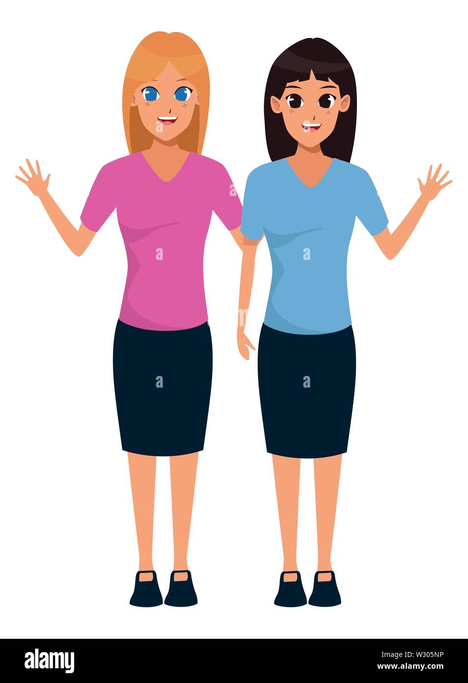 YOUNG women friends smiling cartoon Stock Vector Image & Art - Alamy