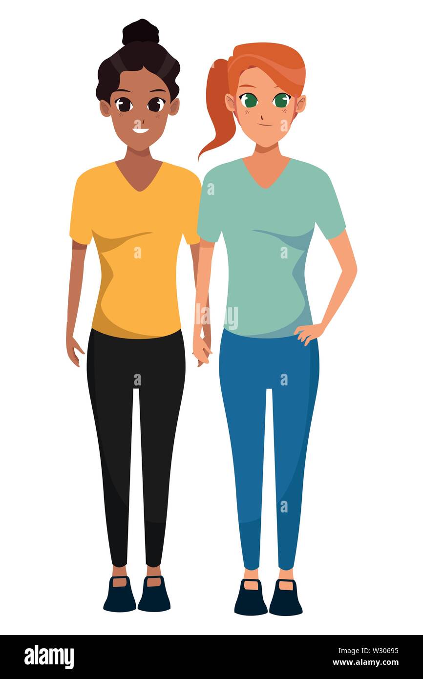 YOUNG women friends smiling cartoon Stock Vector Image & Art - Alamy