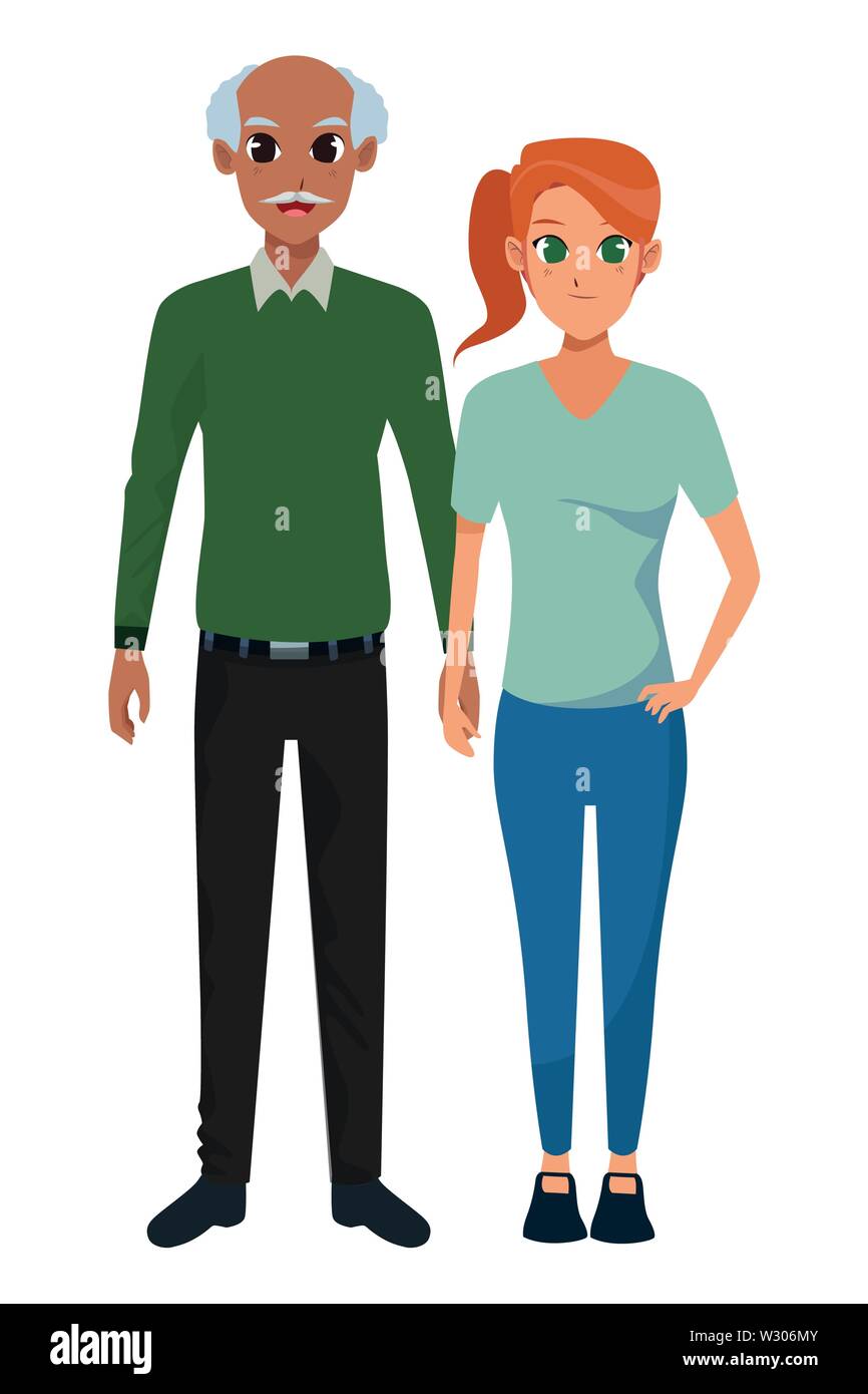 Family grand parents with granddaughter cartoon Stock Vector Image ...