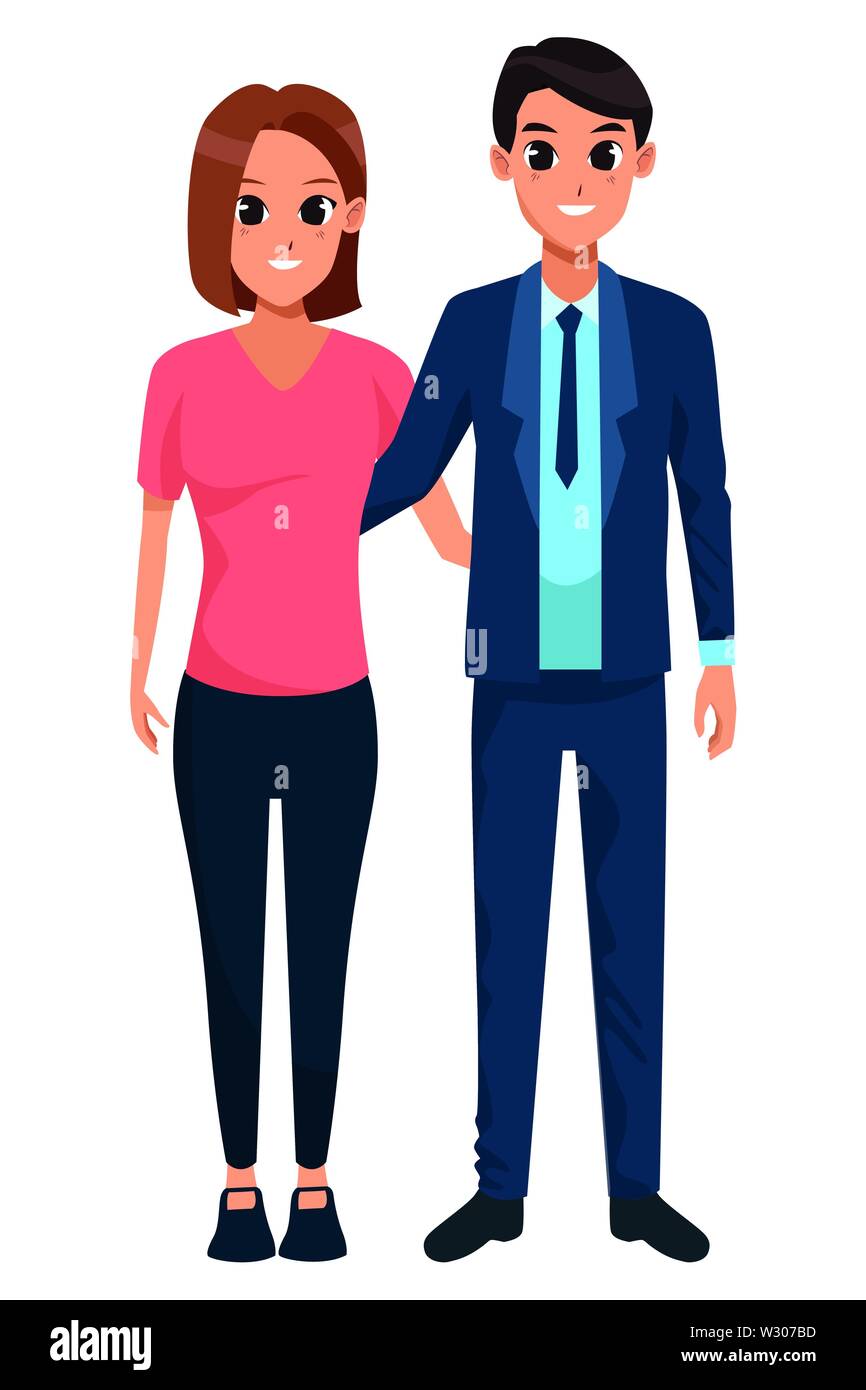 Young Adult Couple Greeting Cartoon Stock Vector Image And Art Alamy