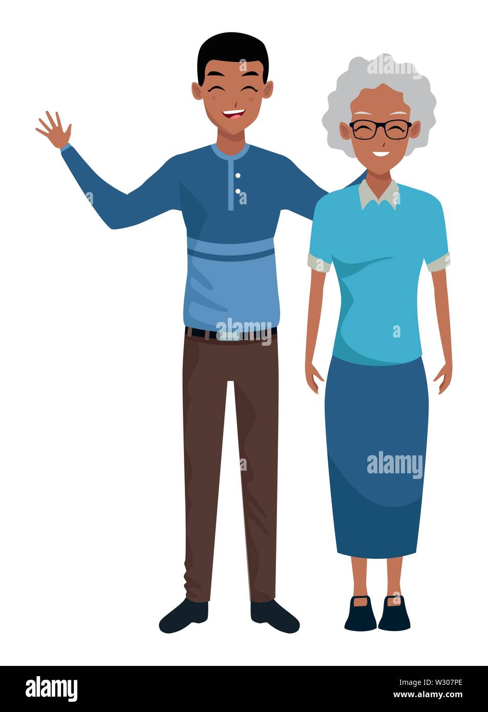 Family grandmother with adult son cartoon Stock Vector Image & Art - Alamy