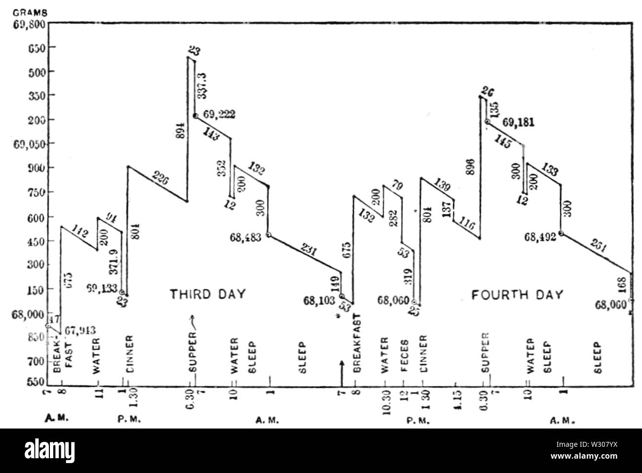 PSM V58 D221 Human body weight variations over a 24 hour period 2 Stock ...
