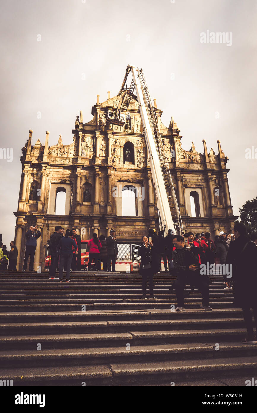 Under maintains of Ruins of St. Paul's. Macau's best known landmarks ...