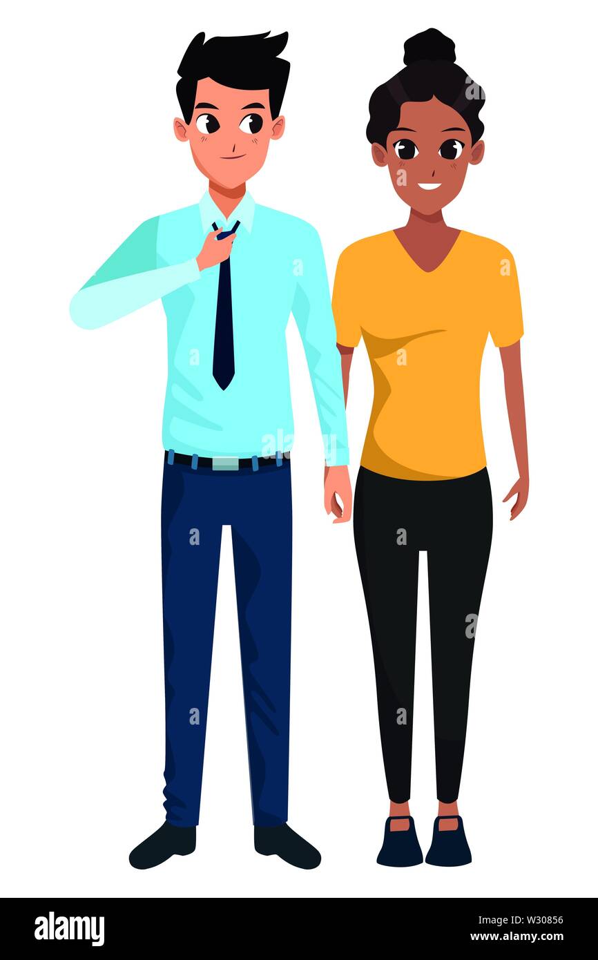 Young adult couple greeting cartoon Stock Vector Image & Art - Alamy