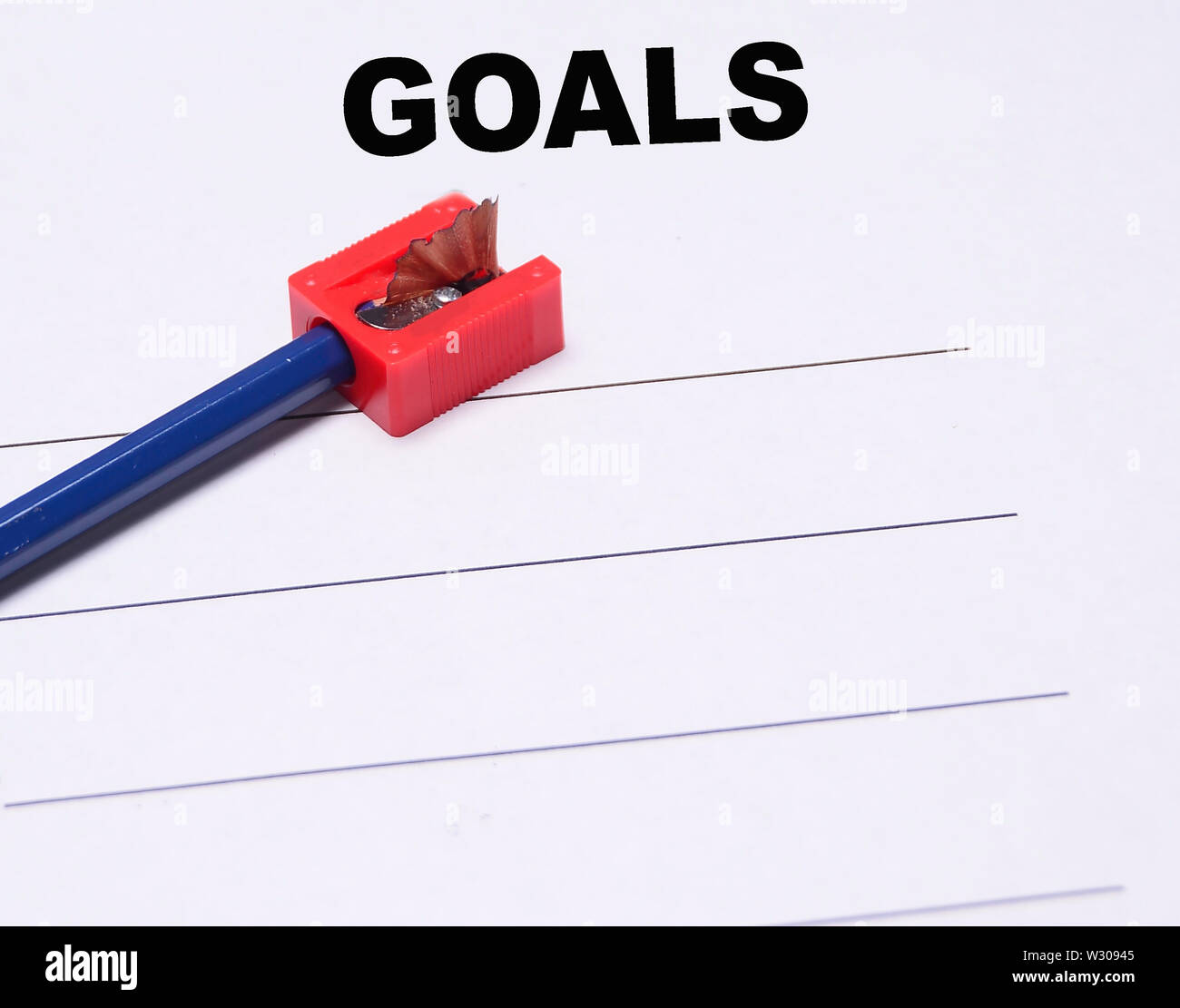 Goal sheet sheet with a pencil and sharpener for preparing future ...