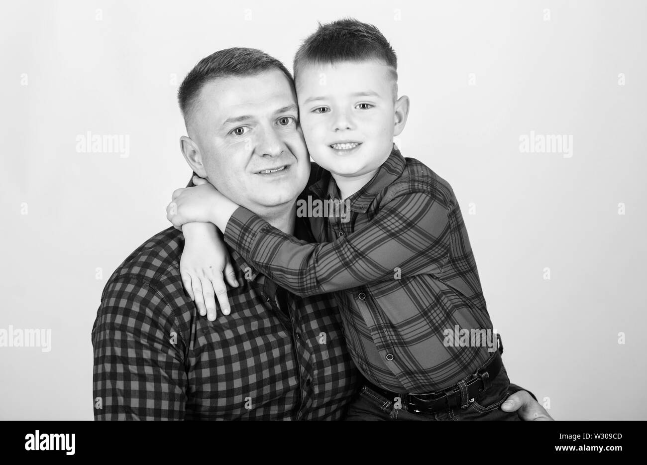 Cool guys. Father little son red shirts family look outfit. Best ...