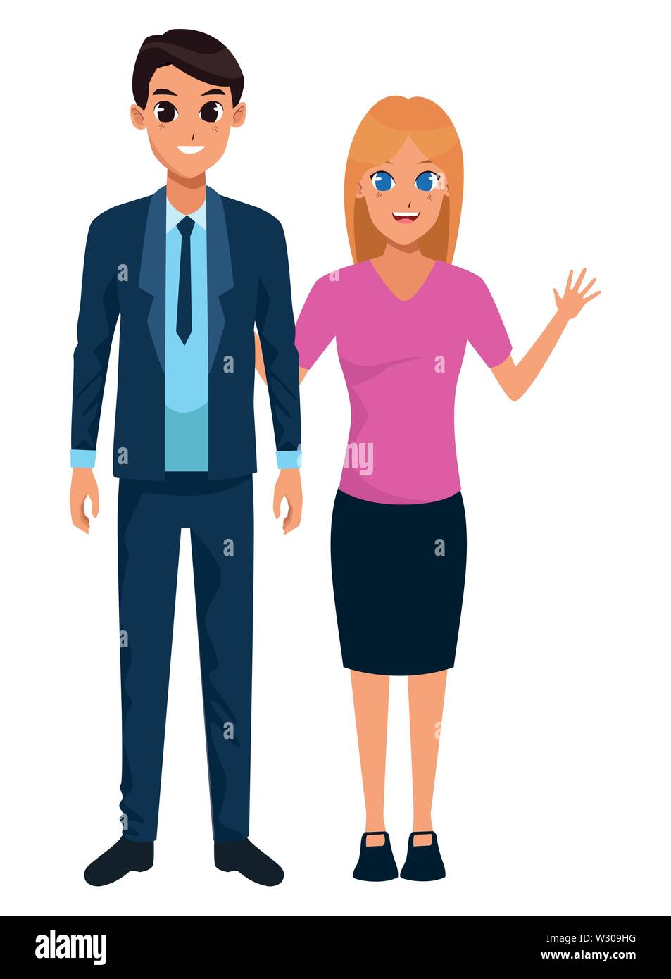 Young adult couple greeting cartoon Stock Vector Image & Art - Alamy
