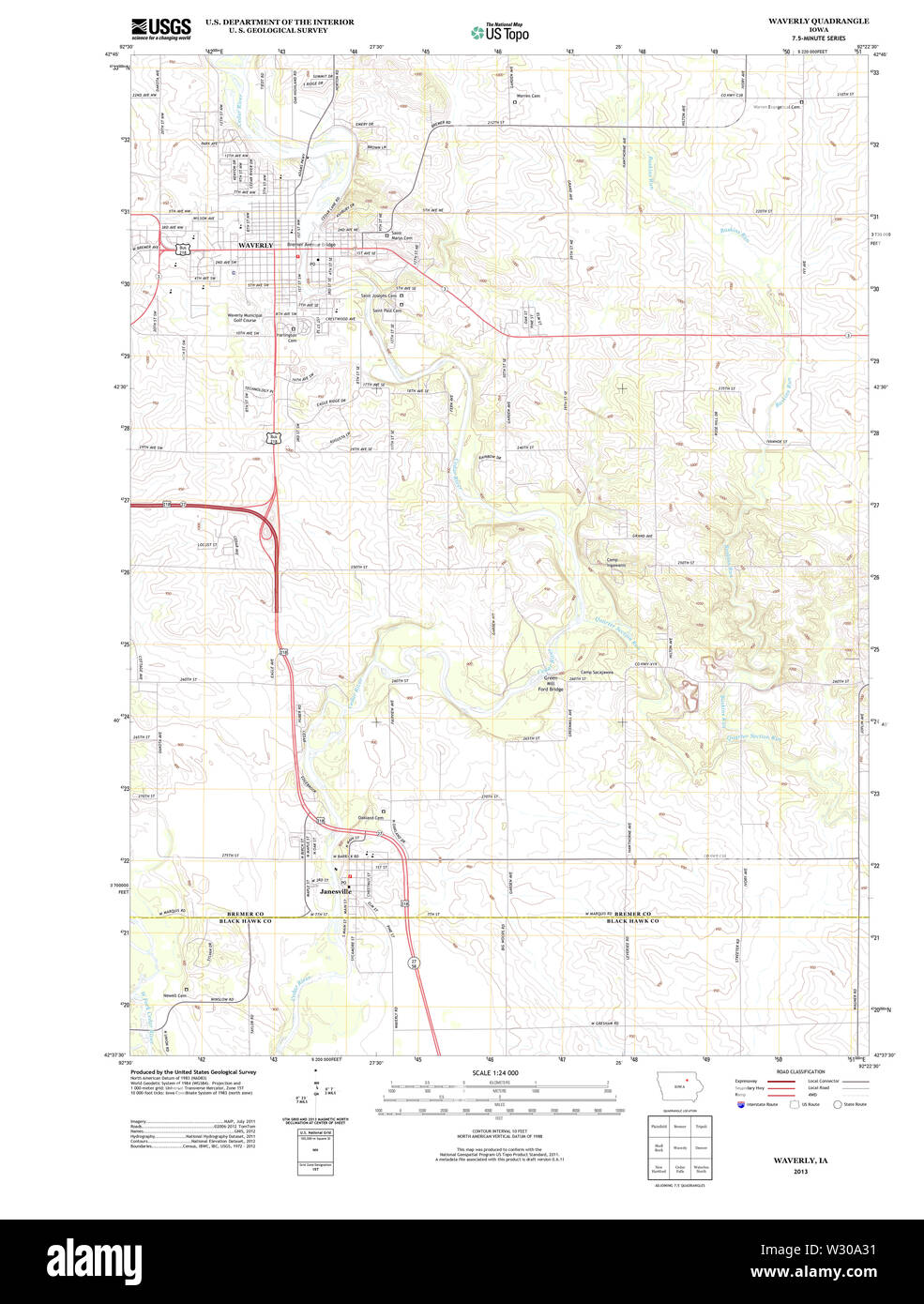 Waverly iowa map hi-res stock photography and images - Alamy