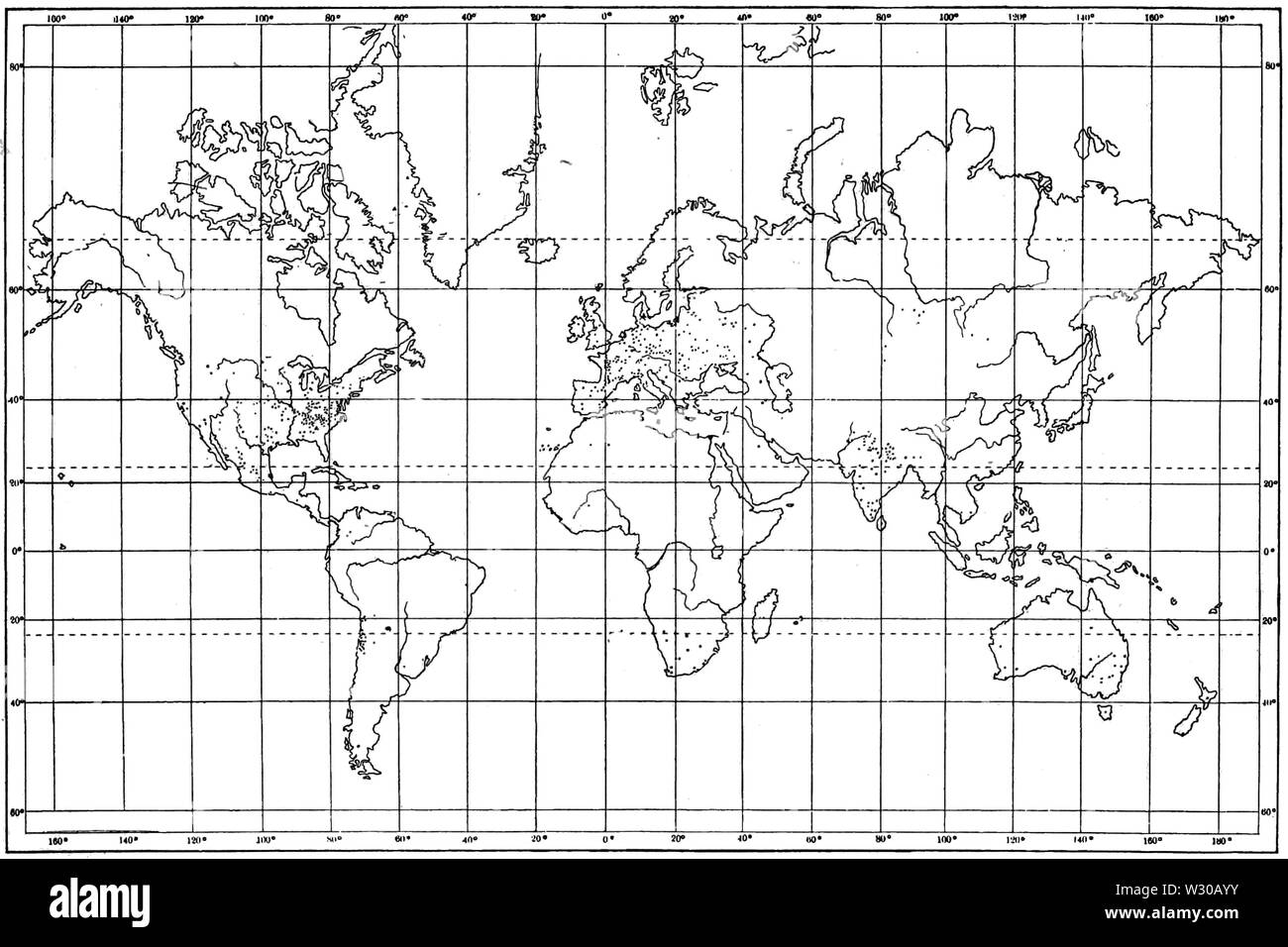 PSM V64 D357 Map of known meteorite falls and finds up to 1903 Stock ...