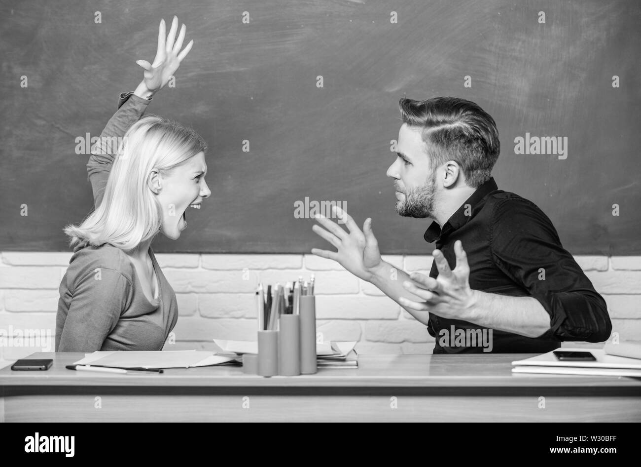 Teacher angry class Black and White Stock Photos & Images - Alamy