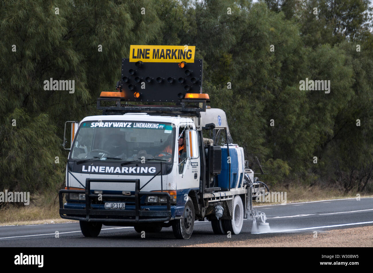 A line marking vehicle, line marking the Capricorn Highway edges (A4 ...