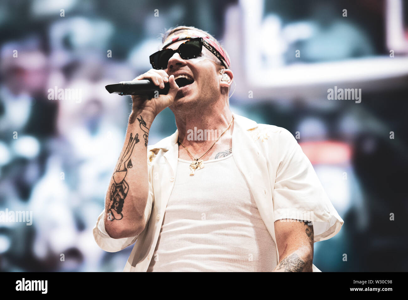 The American rapper and songwriter Macklemore performing live on stage ...