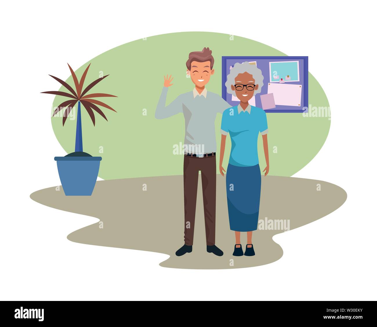 Family grandmother with adult son cartoon Stock Vector Image & Art - Alamy