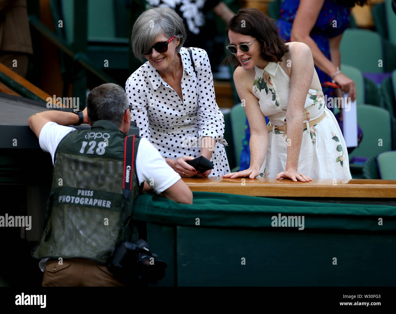 Press photographer Eddie Keogh greets his niece Claire Foy (right) and ...