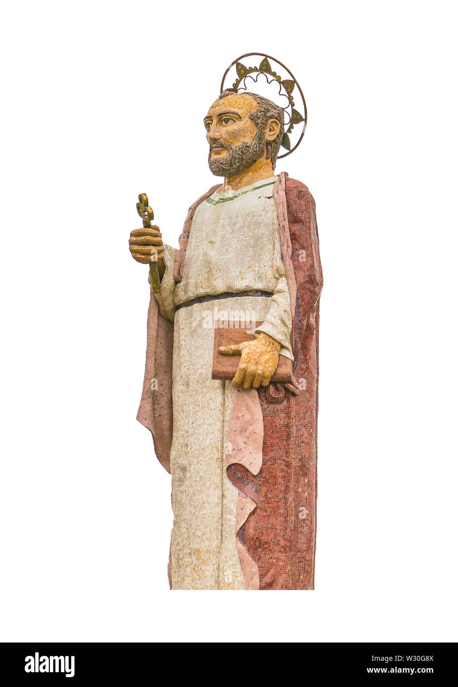 Side view saint sculpture monument isolated on white background Stock ...