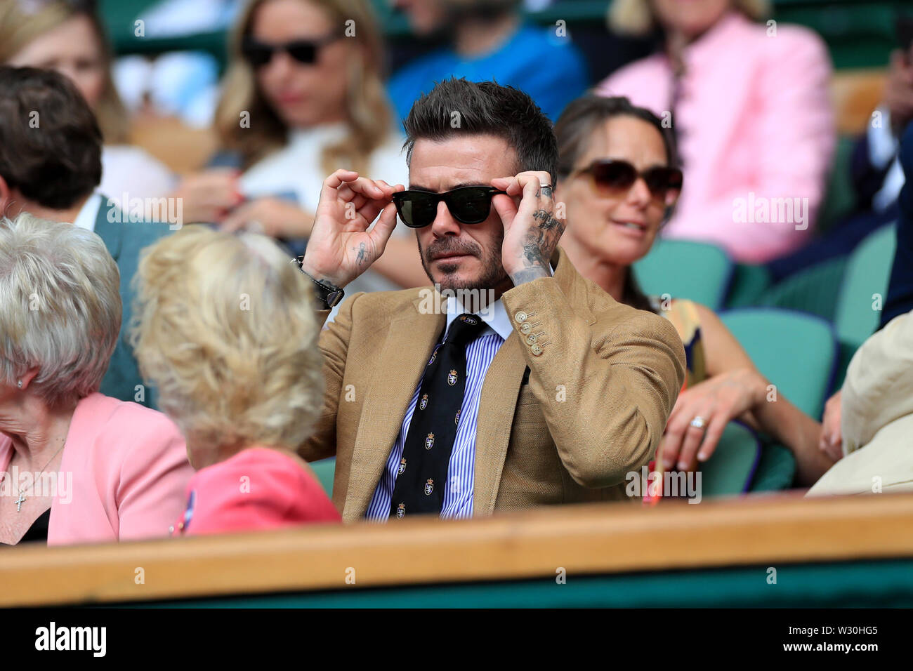David Beckham on day ten of the Wimbledon Championships at the All ...