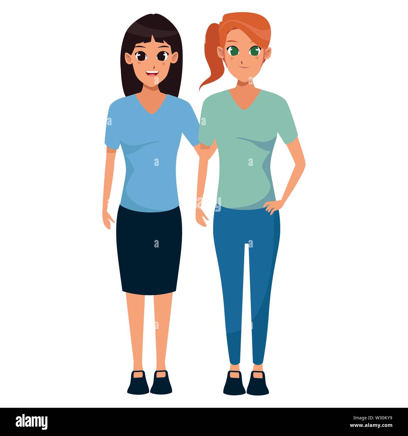 YOUNG women friends smiling cartoon Stock Vector Image & Art - Alamy