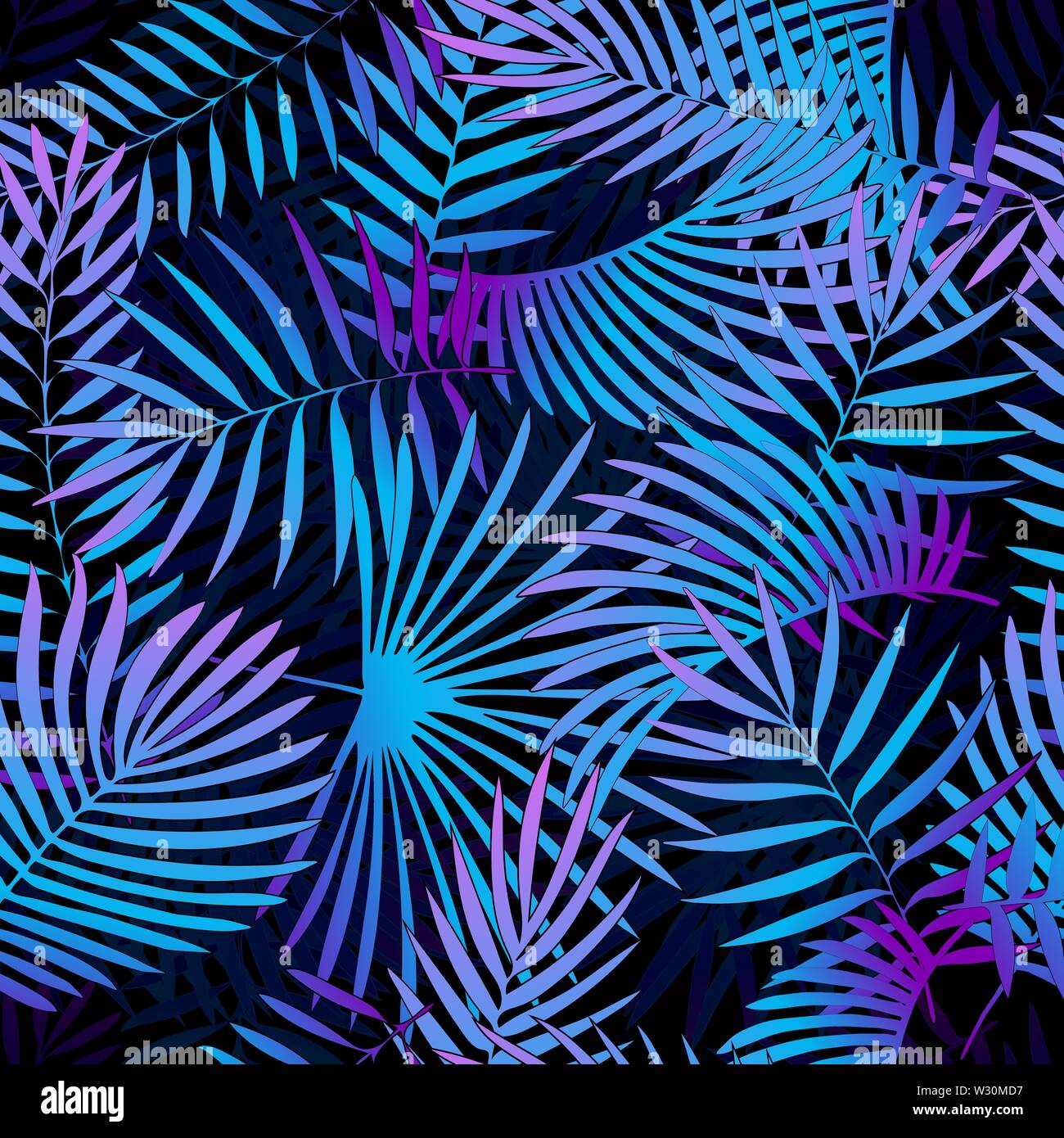 Tropical plants neon fluorescent colors seamless pattern background ...