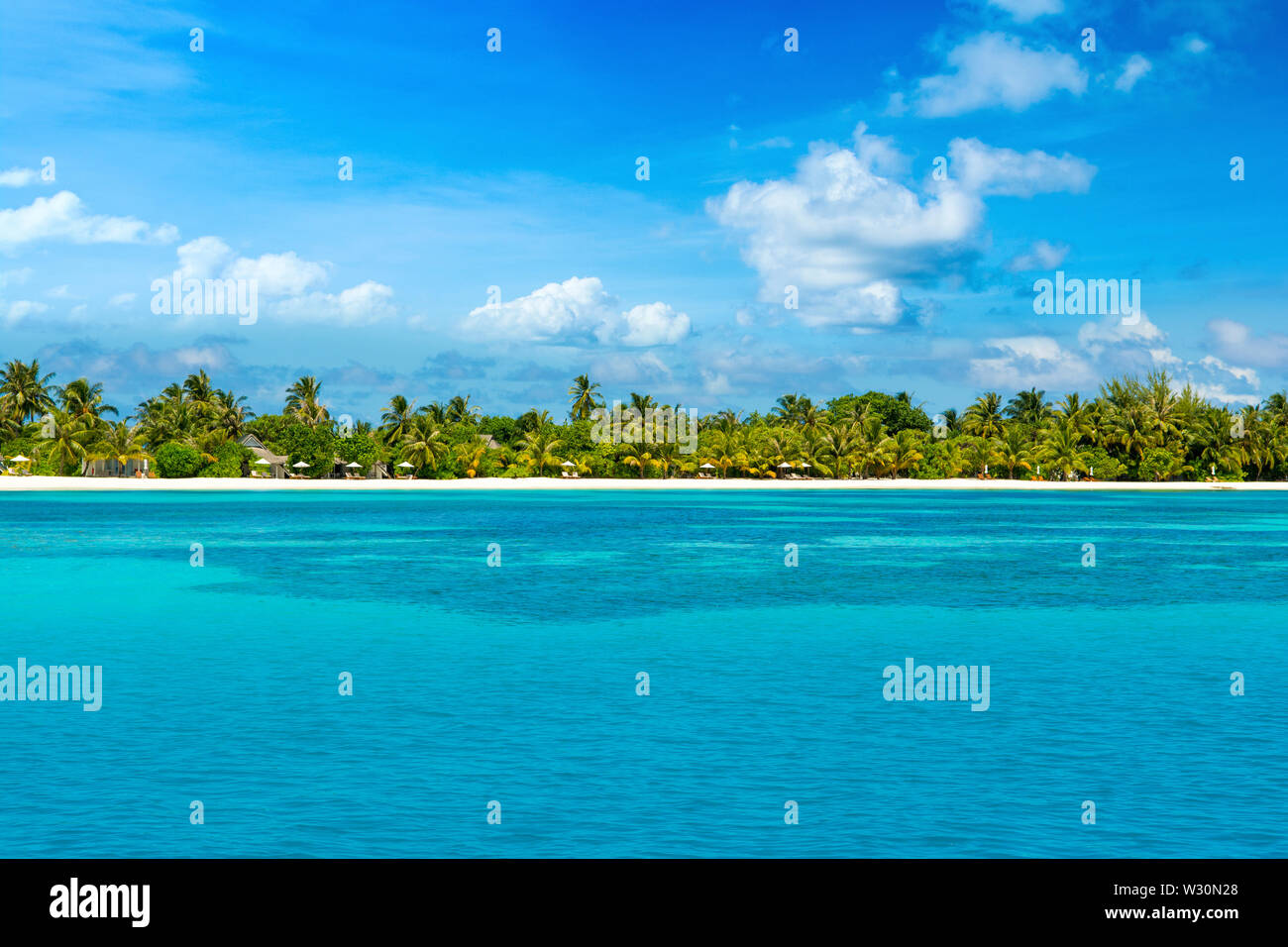 The beautiful landscape of the deserted Indian Ocean sandy beach ...