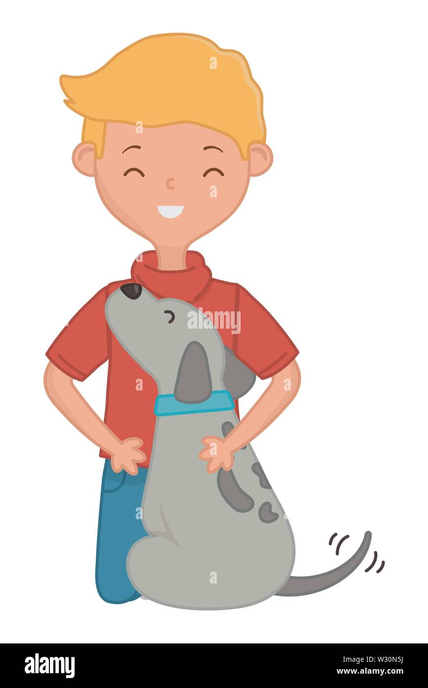 Boy with dog cartoon design, Mascot pet animal nature cute and puppy ...