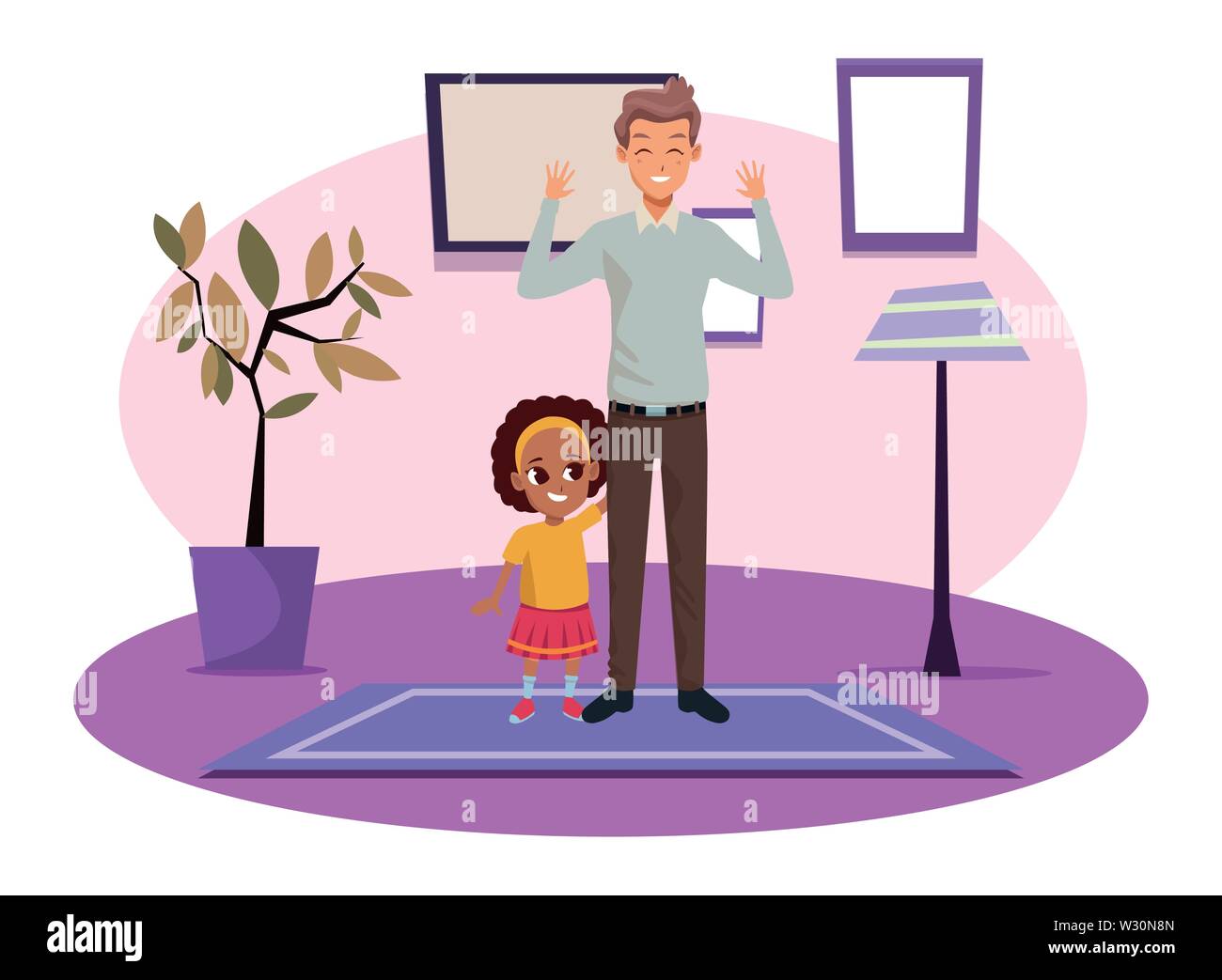 Single father with little daughter cartoon Stock Vector Image & Art - Alamy