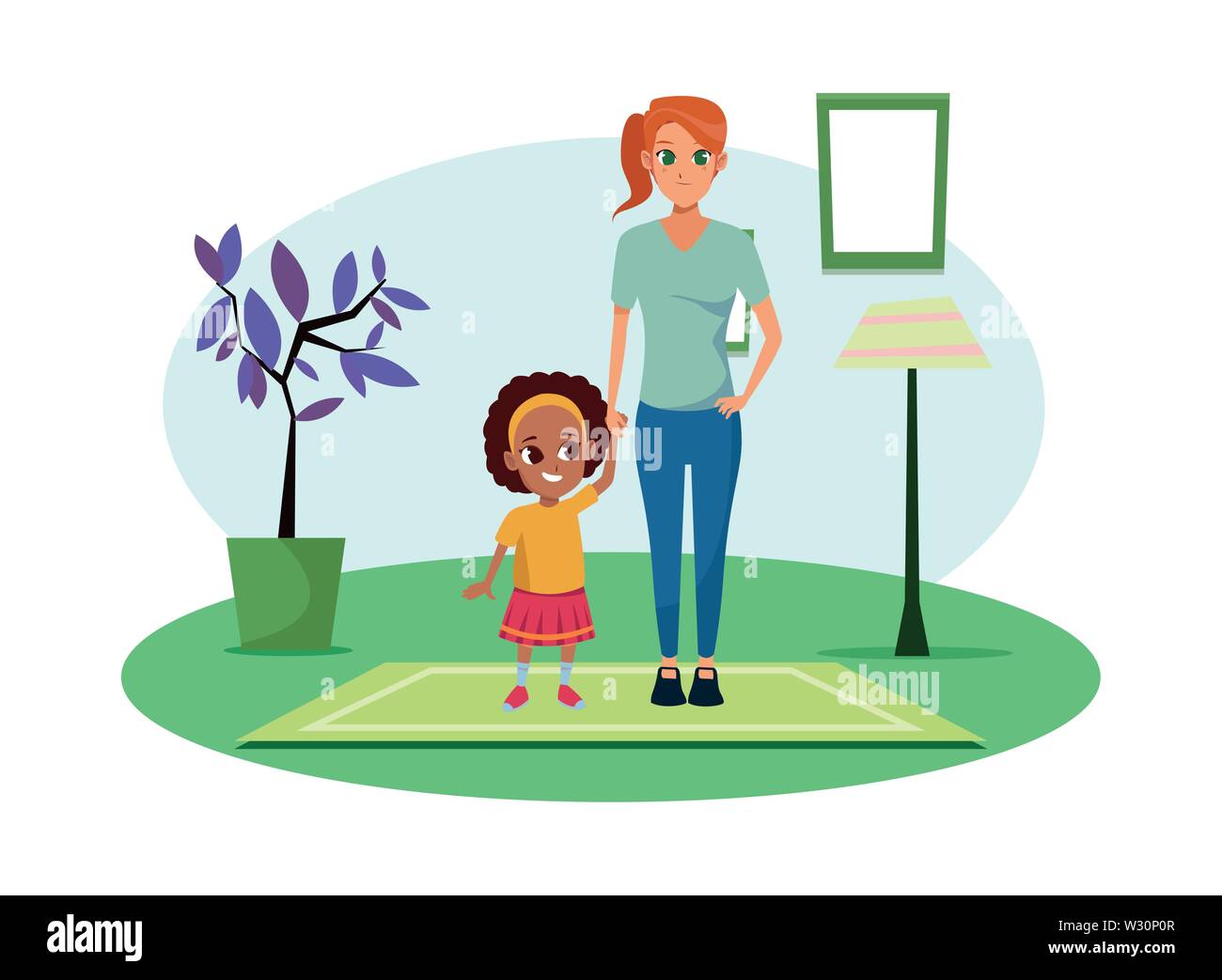 Single mother with children cartoon Stock Vector Image & Art - Alamy