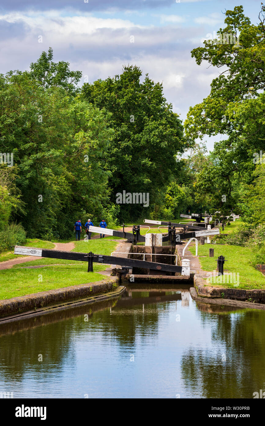A flight of locks on the Tardebigge Flight, Worcester and Birmingham ...