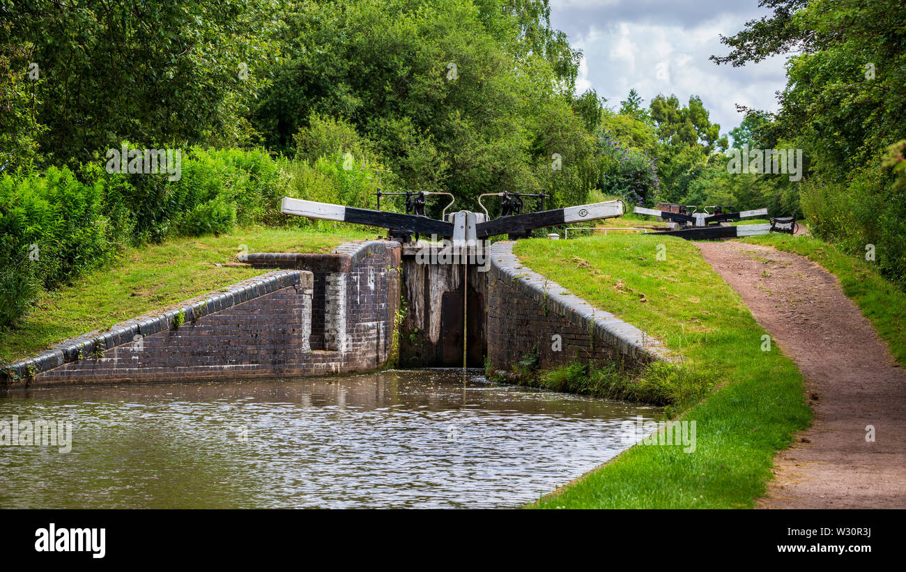A flight of locks on the Tardebigge Flight, Worcester and Birmingham ...