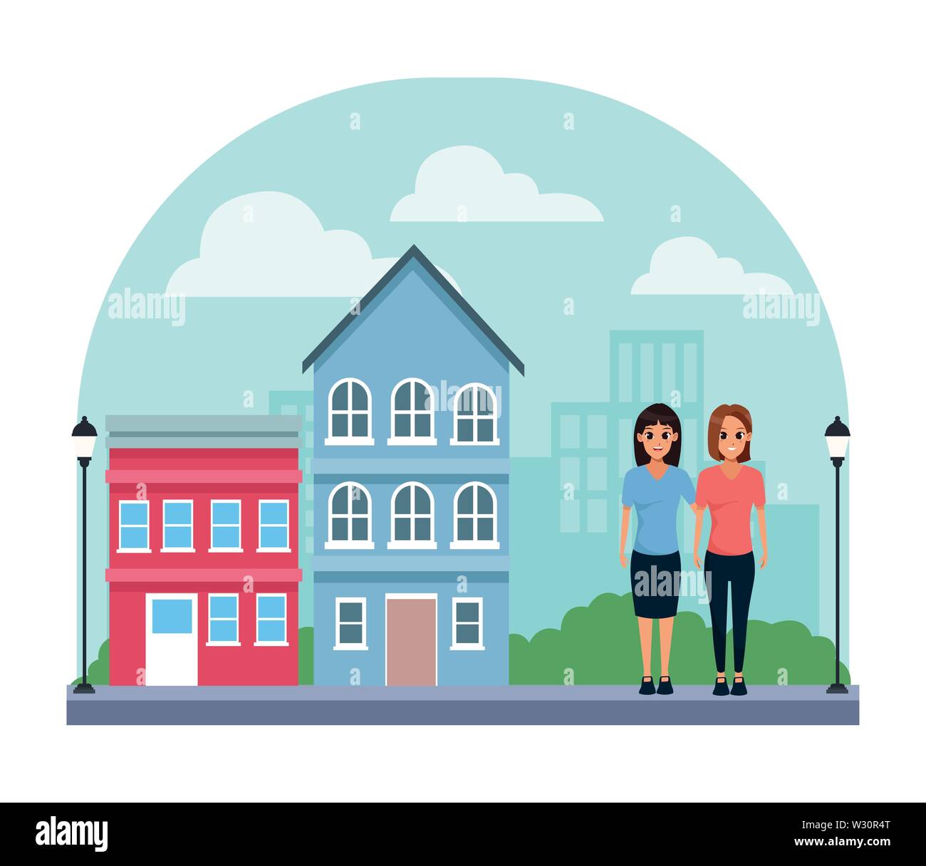 YOUNG women friends smiling cartoon Stock Vector Image & Art - Alamy