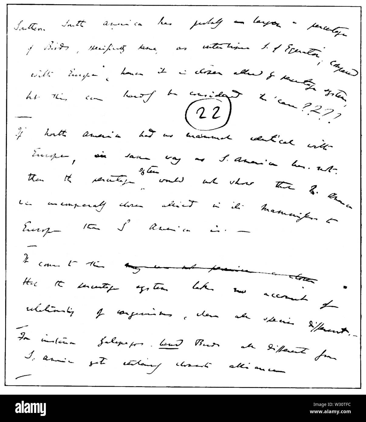 PSM V76 D034 Page of darwin's handwriting prior to 1859 Stock Photo - Alamy
