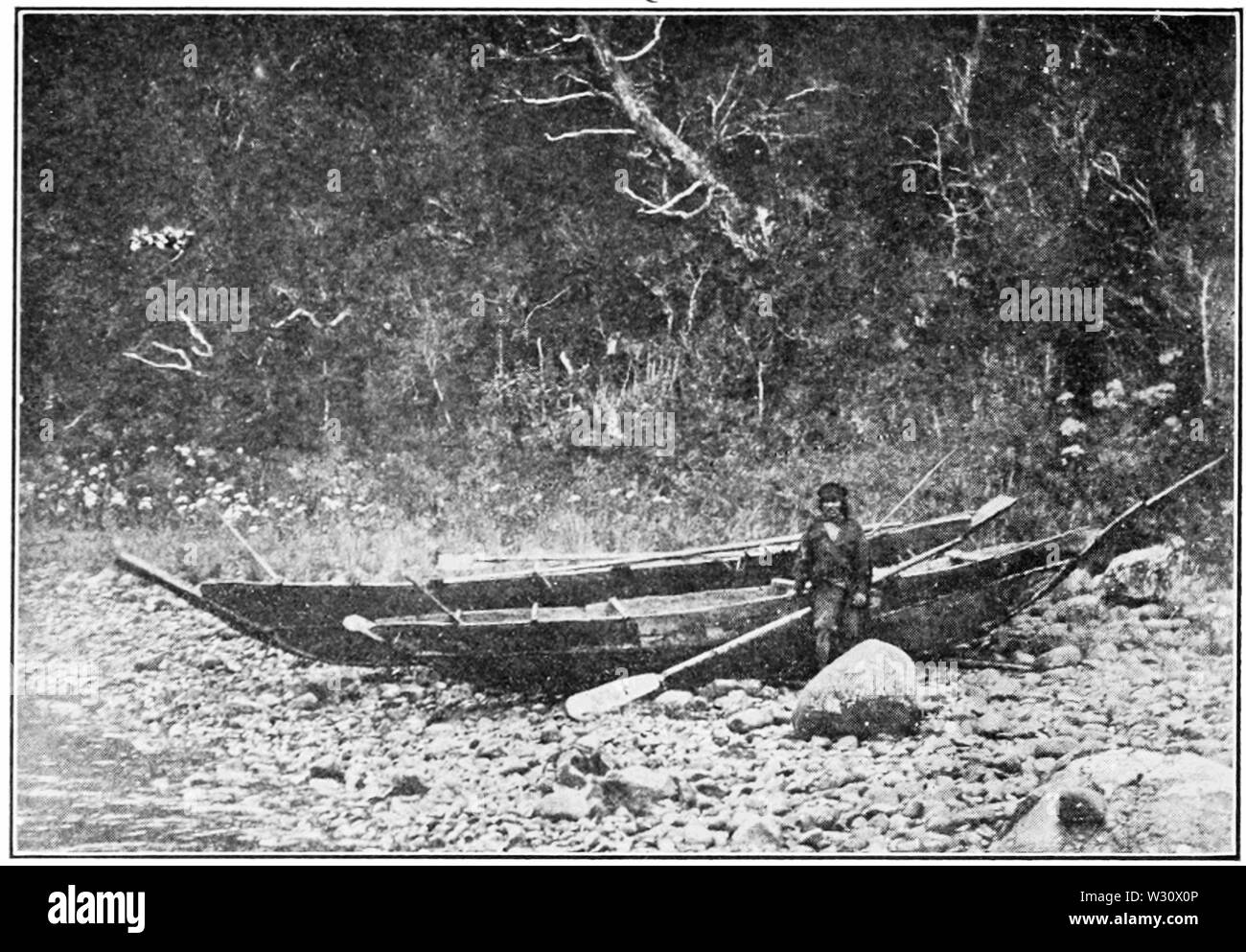PSM V77 D016 Fuegian canoes in the straits of magellan Stock Photo - Alamy
