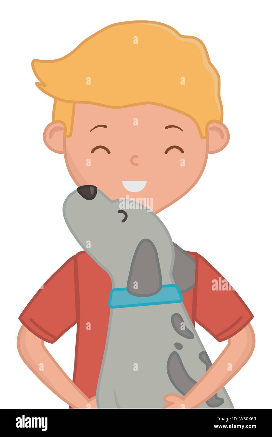 Boy with dog cartoon design, Mascot pet animal nature cute and puppy ...