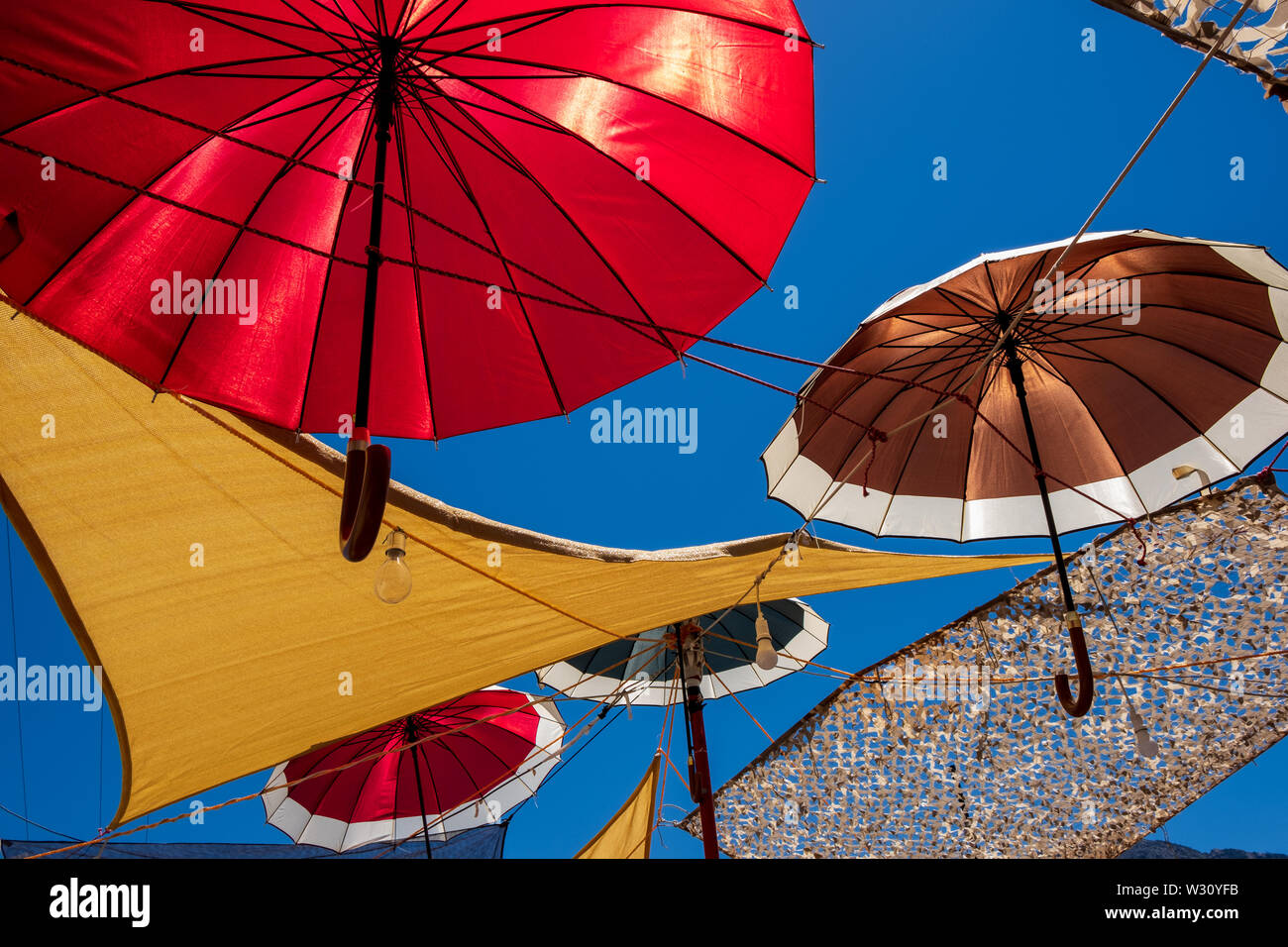 Awning made from umbrellas hi-res stock photography and images - Alamy