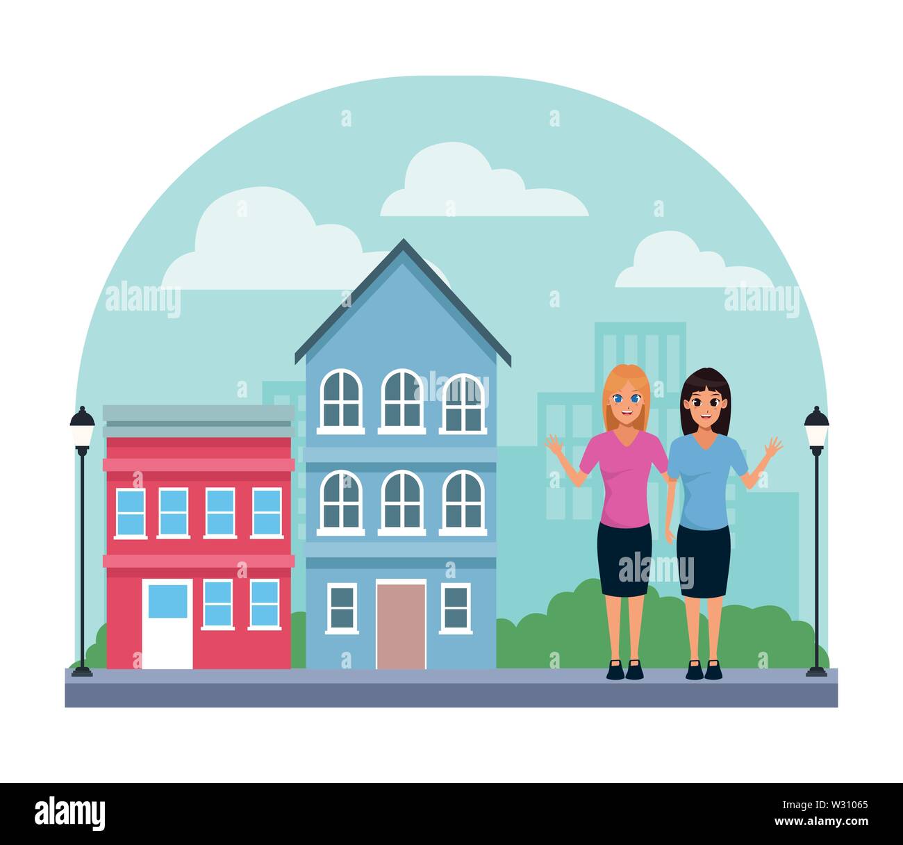 YOUNG women friends smiling cartoon Stock Vector Image & Art - Alamy