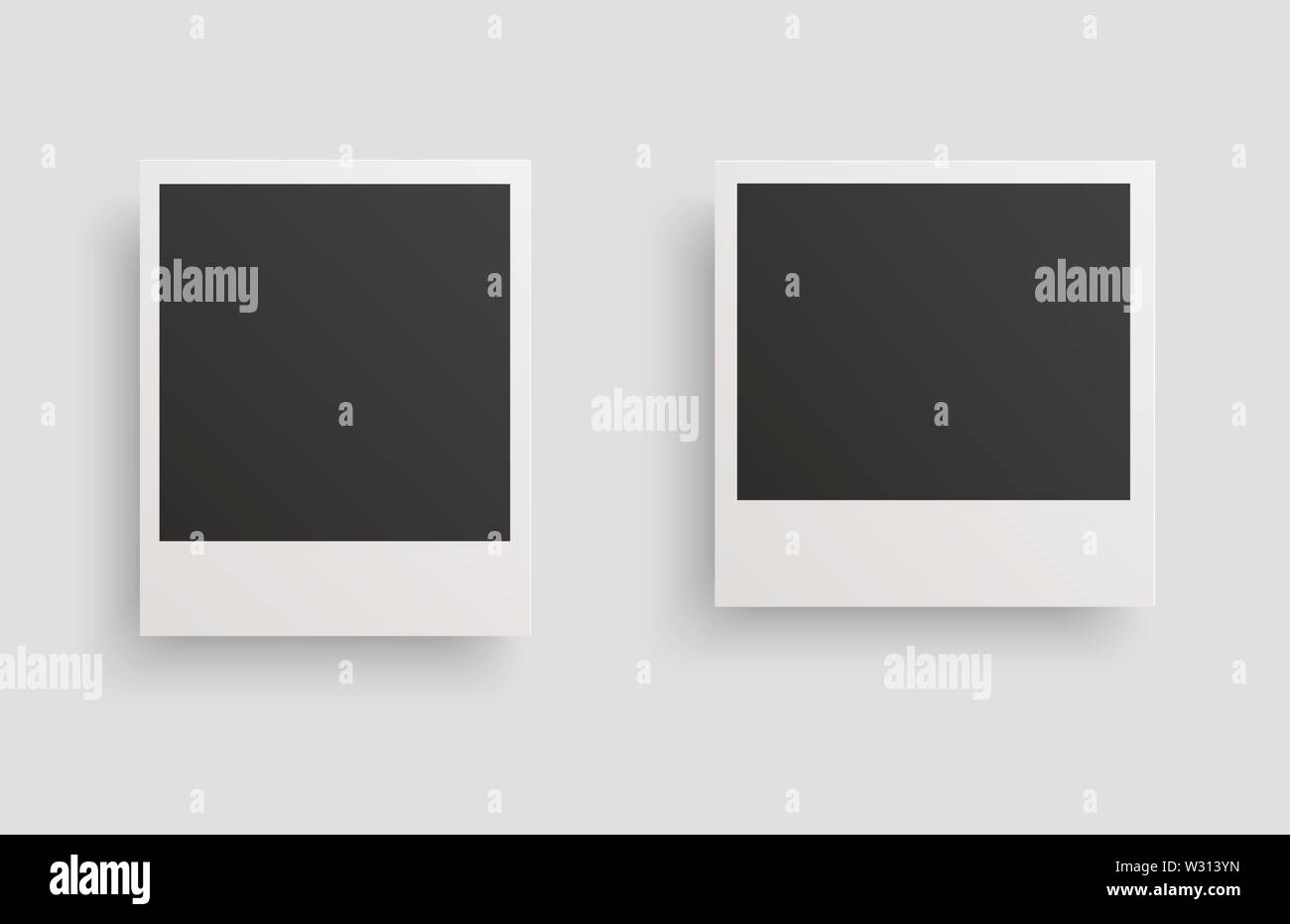 Polaroid square photo frames with shadows isolated on a white ...
